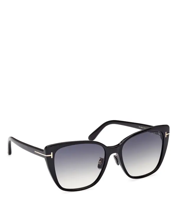 TOM FORD Cat Eye Sunglasses 57mm - Black/smoke Gradient