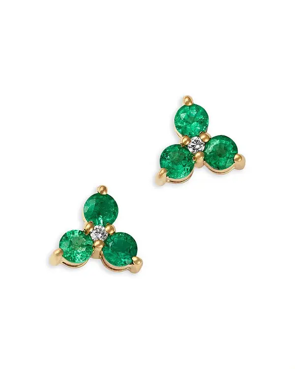 Bloomingdale'S And Diamond Stud Earrings - Emerald