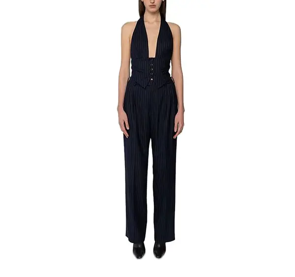 Ronny Kobo Zuri Pinstripe Jumpsuit - Navy Pinstripe