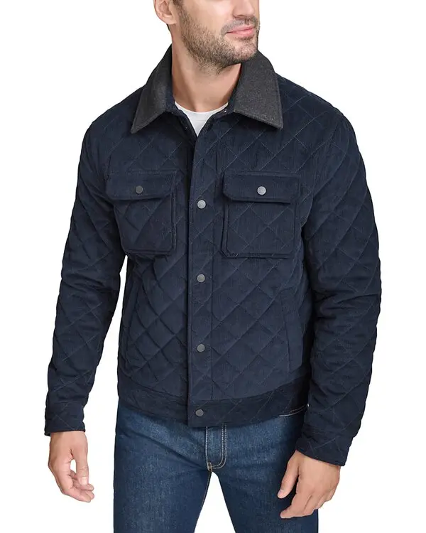 Cole Haan Quilted Corduroy Jacket - Navy