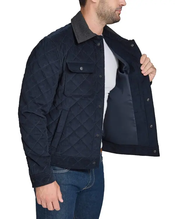 Cole Haan Quilted Corduroy Jacket - Navy