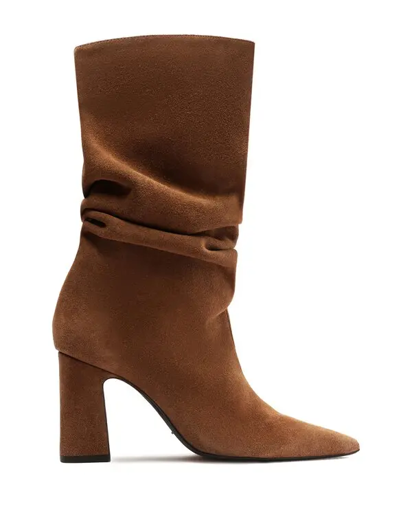 Schutz Harriet Suede Slouch Boots - Root Brown