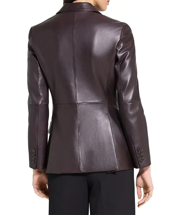 Theory Lynnia Leather Blazer - Cacao