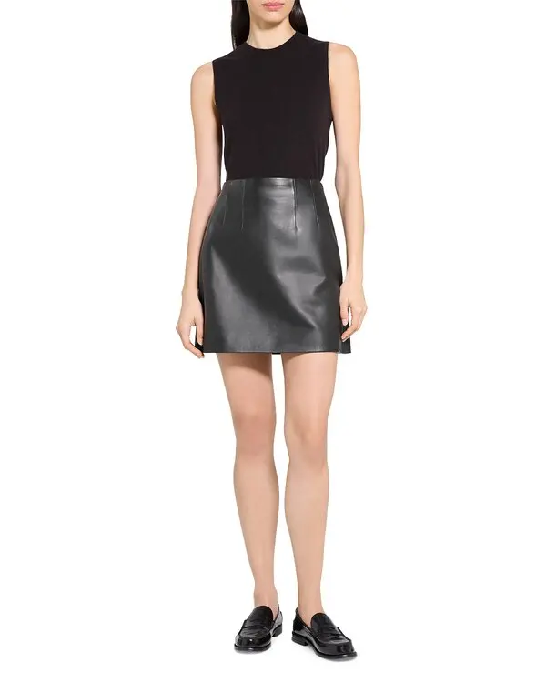 Theory High Waist Leather Mini Skirt