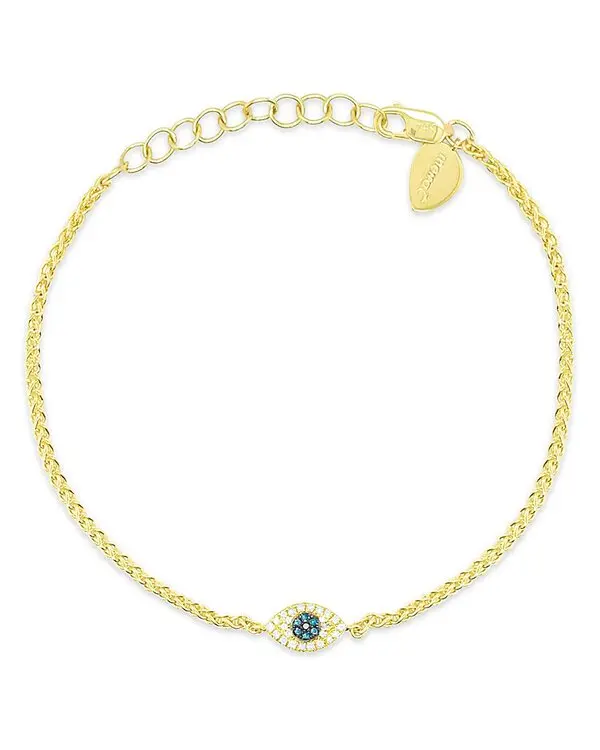 Meira T 14k Yellow Diamond Evil Eye Chain Bracelet - Gold