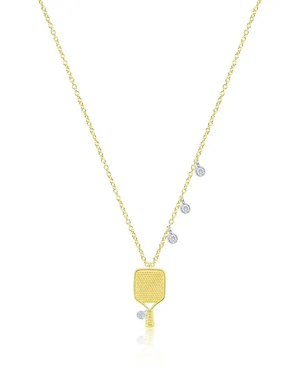 Meira T 14k White & Yellow Pickleball Racket Pendant Necklace - Gold