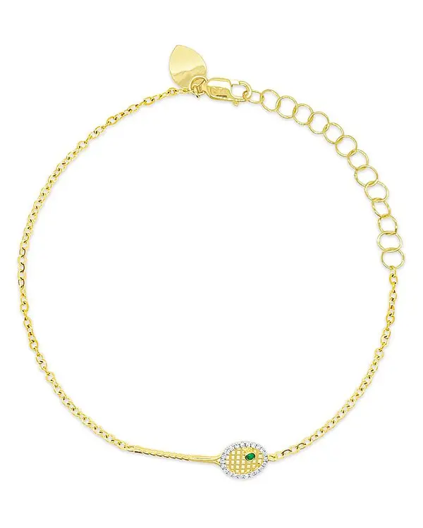 Meira T 14k Yellow Diamond And Emerald Tennis Racket Bracelet - Gold