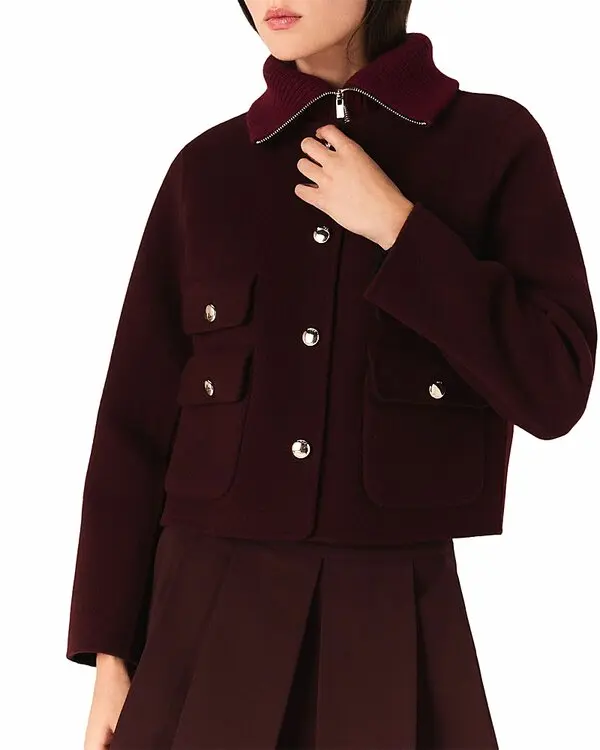 Maje Reversible Double Faced Jacket - Burgundy