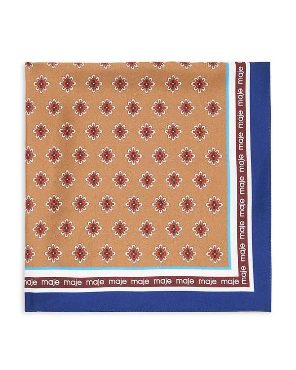 Maje Floral Print Silk Bandana - Camel