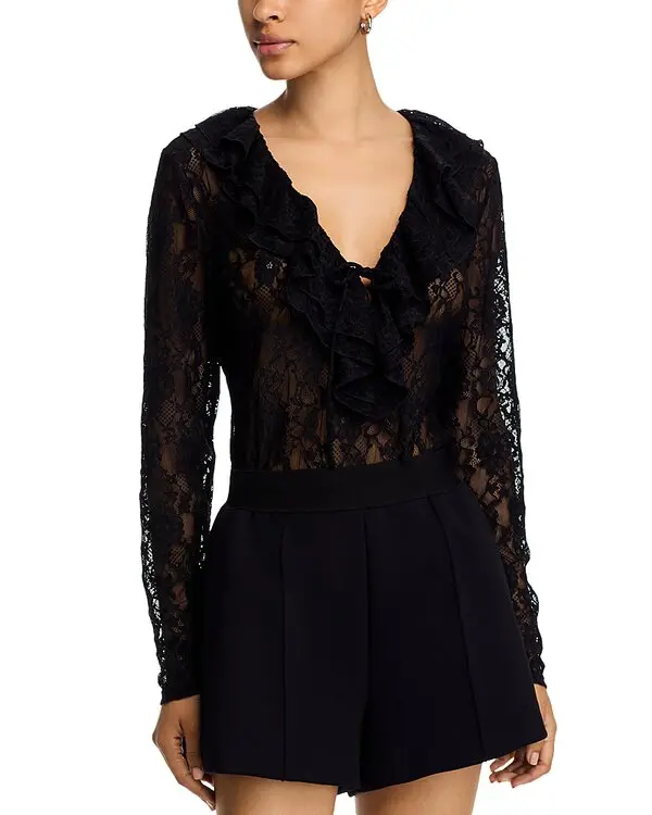 Steve Madden Elvie Ruffle Front Lace Top