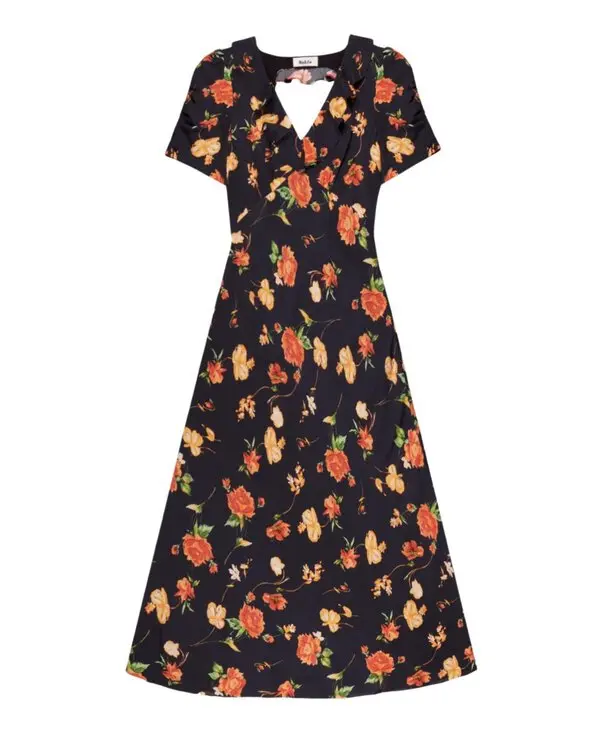 RO&ZO Floral Print Tie Back Midi Dress