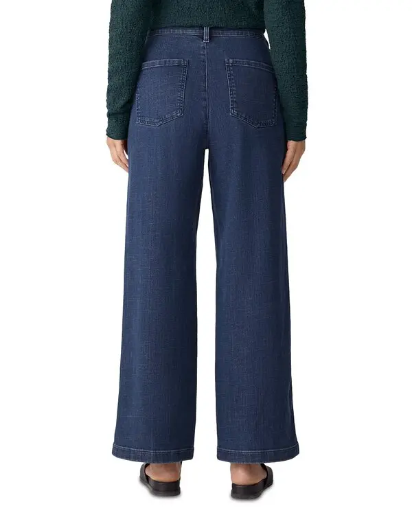 Eileen Fisher High-rise Wide-leg Jeans - Medium Indigo