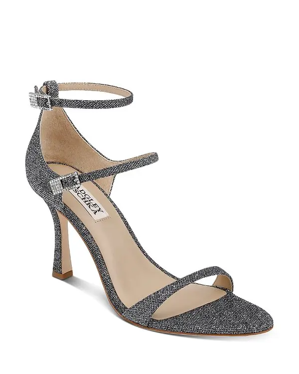 Badgley Mischka Valencia Strappy Sandals - Pewter Glitter