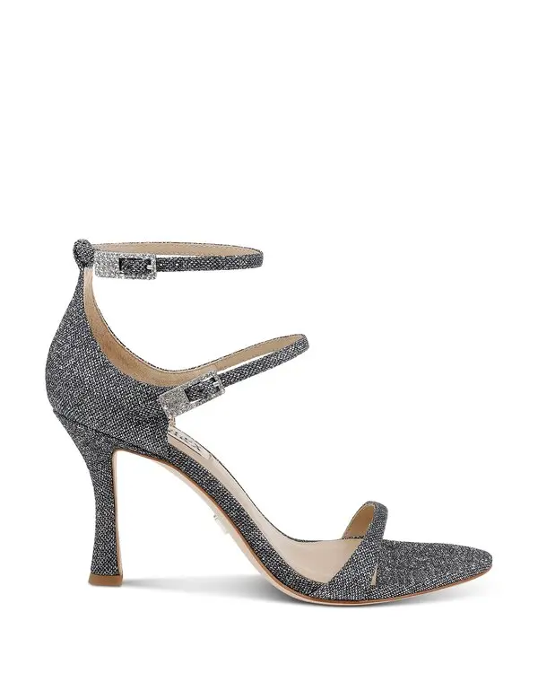 Badgley Mischka Valencia Strappy Sandals - Pewter Glitter