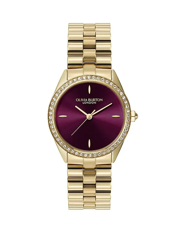 OLIVIA BURTON Bejewelled 34mm Watch - Red/gold