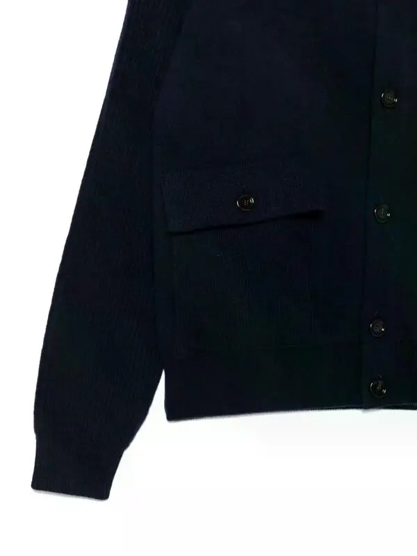 LARDINI Ribbed-panel Button Cardigan - Blue