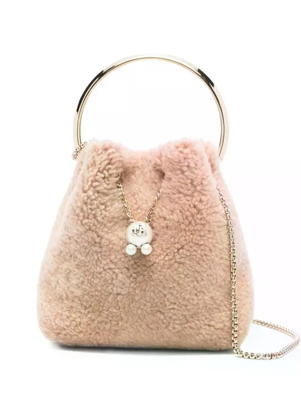 JIMMY CHOO Pearl-embellished Bucket Bag - Neutrals