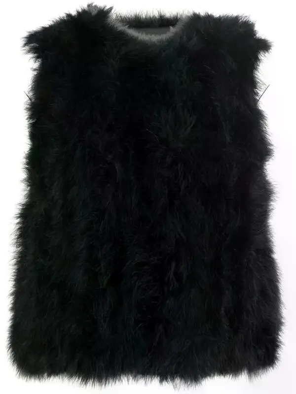 YVES SALOMON Silk Feathered Waistcoat - Black