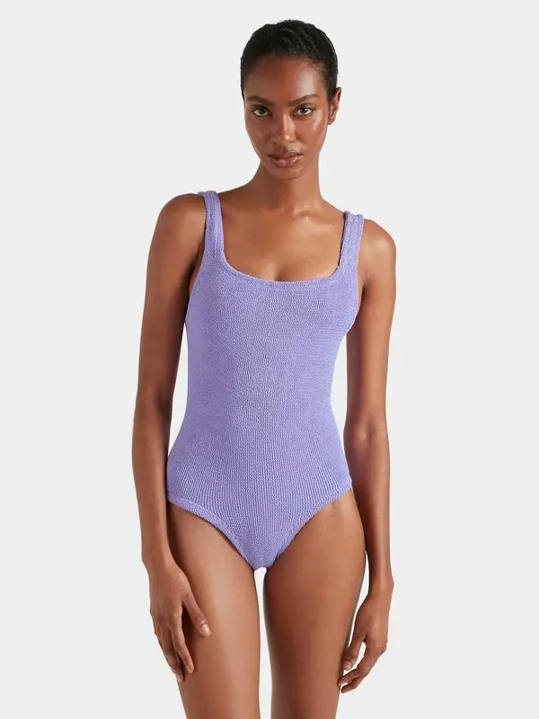 Hunza G Coverage Square Neck One Piece Swimsuit - Crinkle Lilac