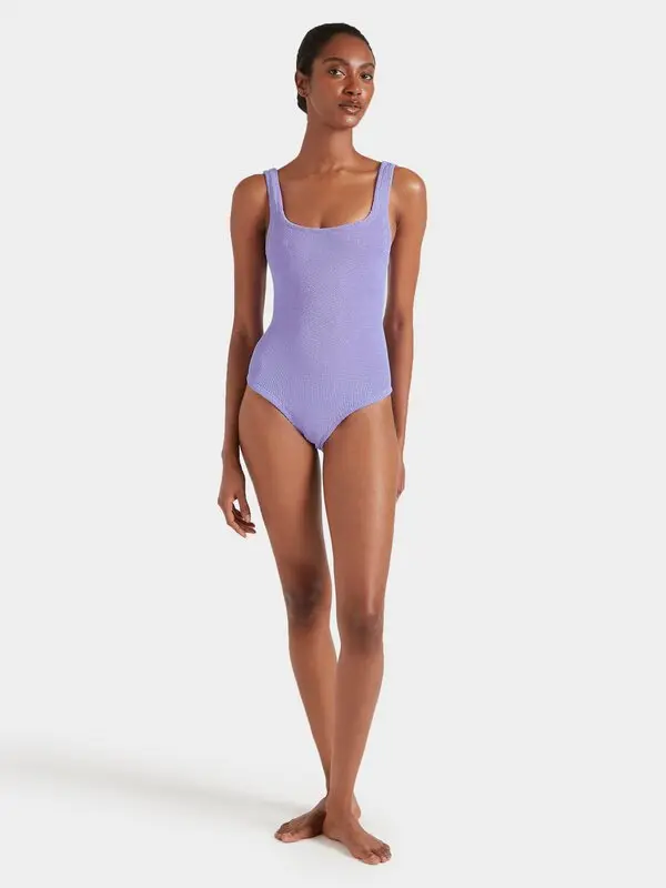 Hunza G Coverage Square Neck One Piece Swimsuit - Crinkle Lilac