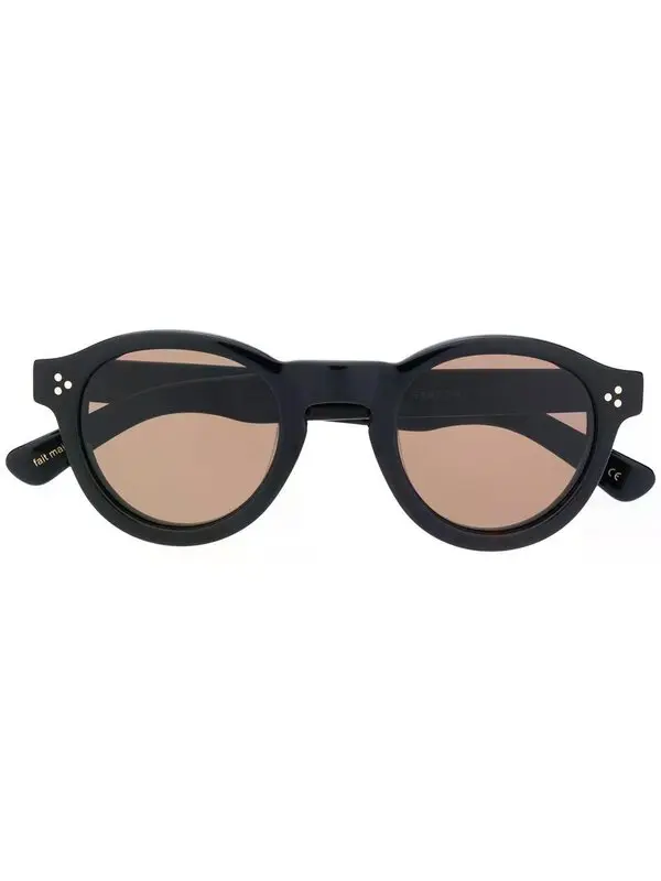 LESCA Gaston Round Sunglasses - Black