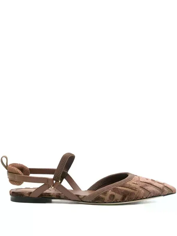 Fendi Ff-patterned Slingback Pumps - Brown