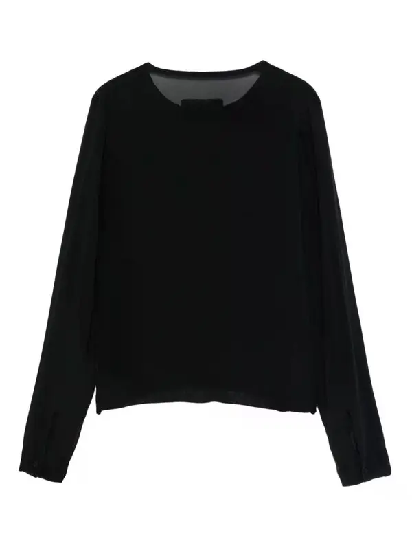 PRIVATE 0204 Sheer-panel Long-sleeve T-shirt