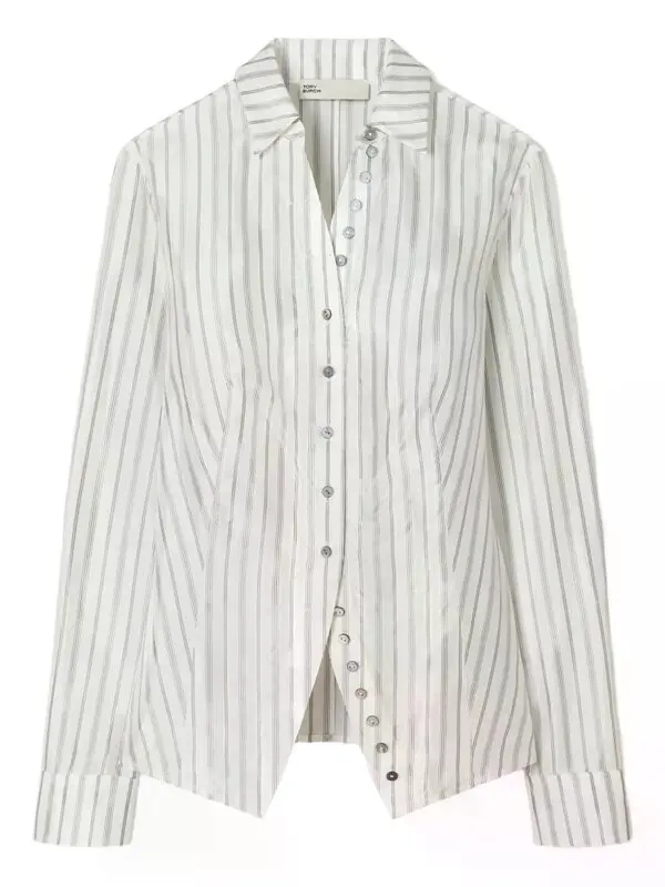 Tory Burch Striped Cinched Button-down Top