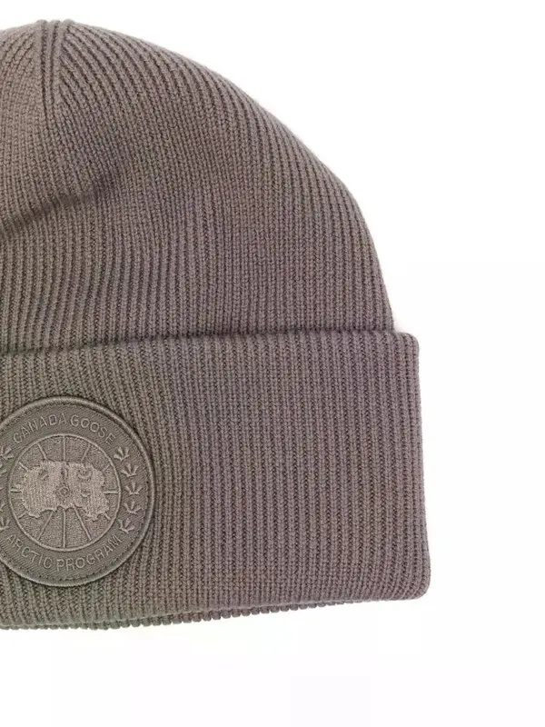 Canada Goose Ribbed Beanie With Logo Patch