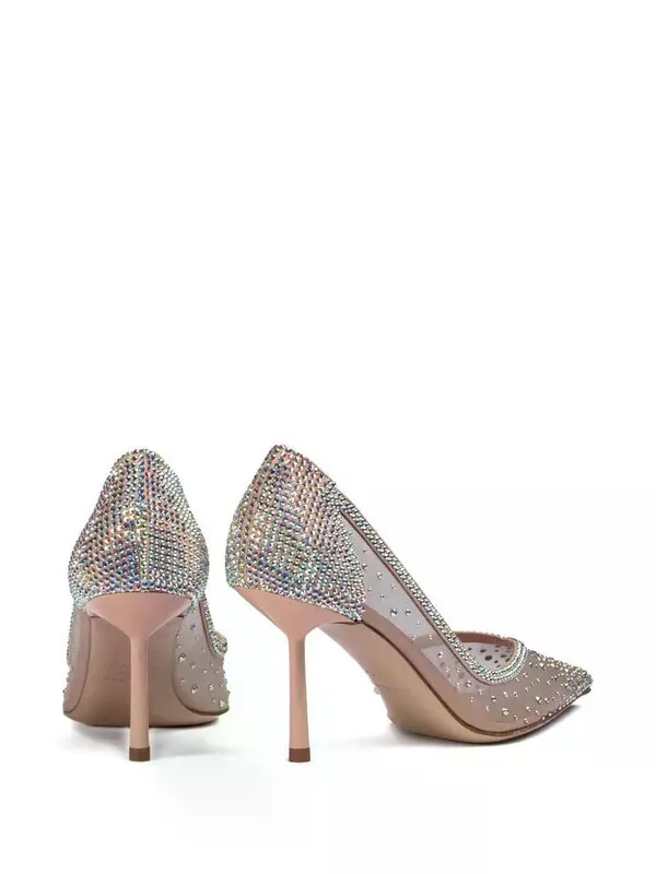 LE SILLA 90mm Nicole Crystal-embellished Mesh Pumps - Grey