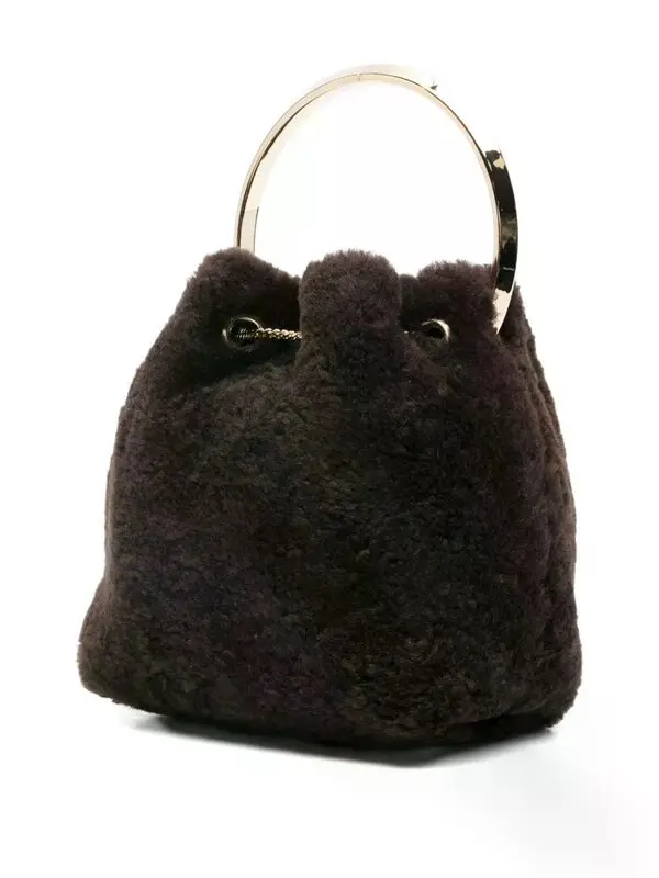 JIMMY CHOO Pearl-embellished Bucket Bag - Brown