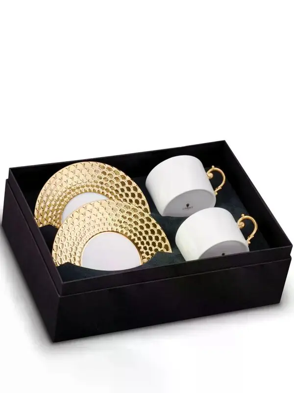 L'Objet Aegean Tea Cups And Saucers - White