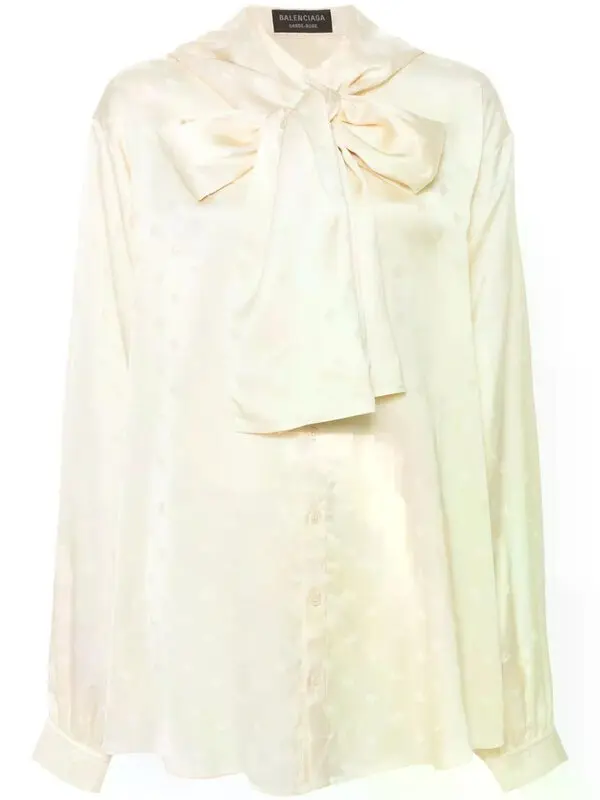 Balenciaga Letter-patterned Satin Blouse - Neutrals