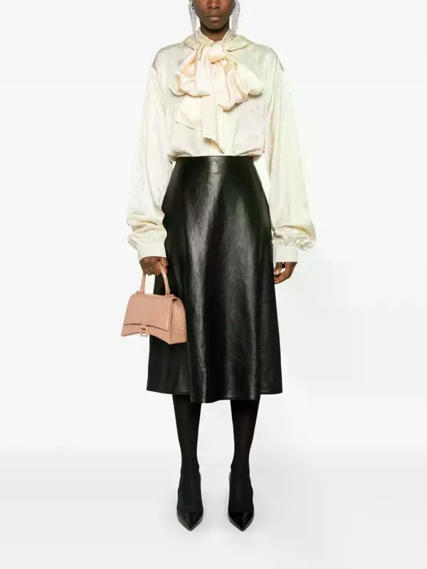 Balenciaga Letter-patterned Satin Blouse - Neutrals