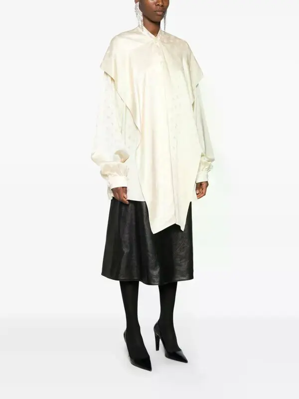 Balenciaga Letter-patterned Satin Blouse - Neutrals