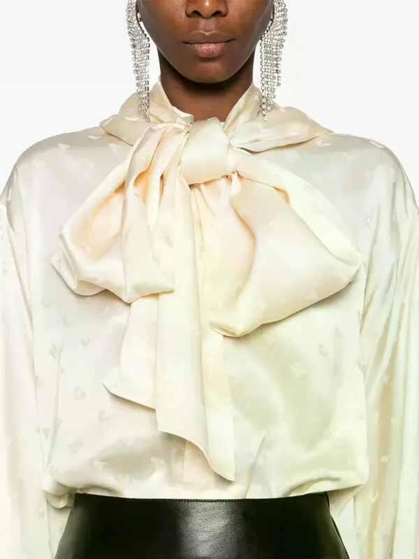 Balenciaga Letter-patterned Satin Blouse - Neutrals