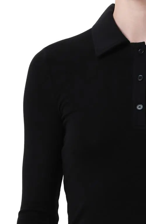 AGOLDE Amos Long Sleeve Polo Shirt - Black