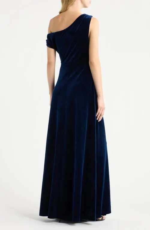 Lulus Anya Draped One-shoulder Velvet Gown