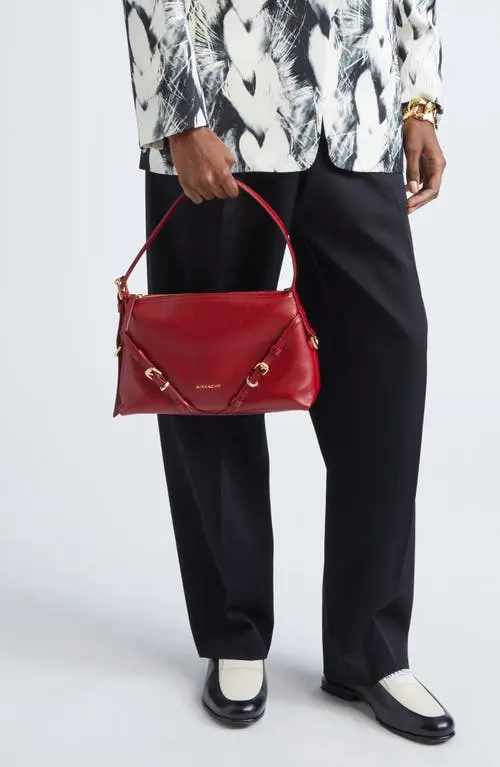 Givenchy Mini Voyou Leather Shoulder Bag - 601-dark Red