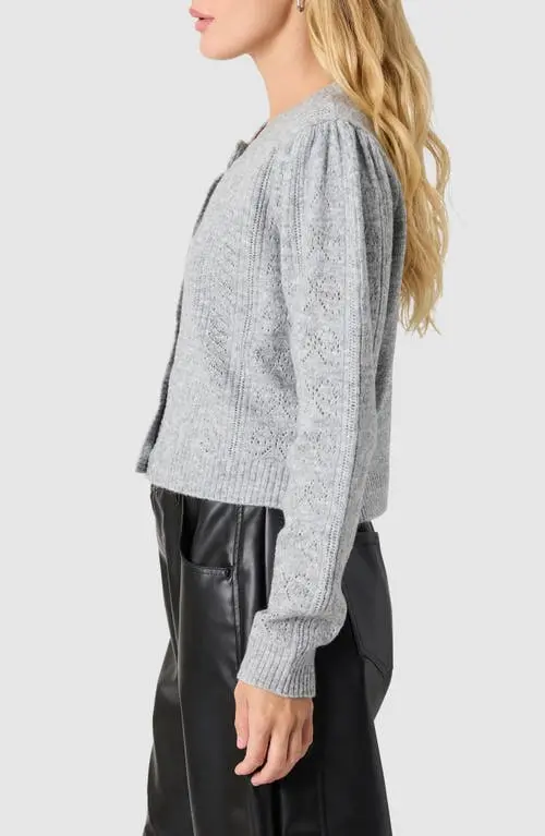 ALL IN FAVOR Bow Pointelle Stitch Cardigan - Heather Grey