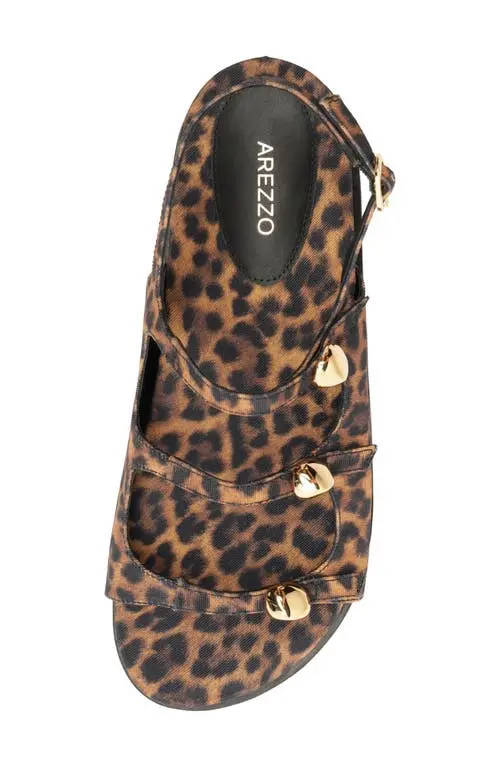 AREZZO Felice Slingback Platform Sandals - Natural Leopard