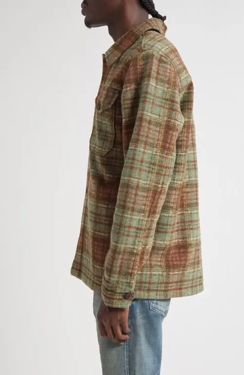 Double Rl Plaid Felted Wool Blend Button-up Shirt Jacket