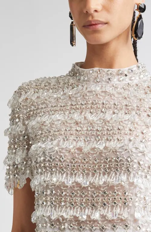 Carolina Herrera Crystal Embellished Crop Top
