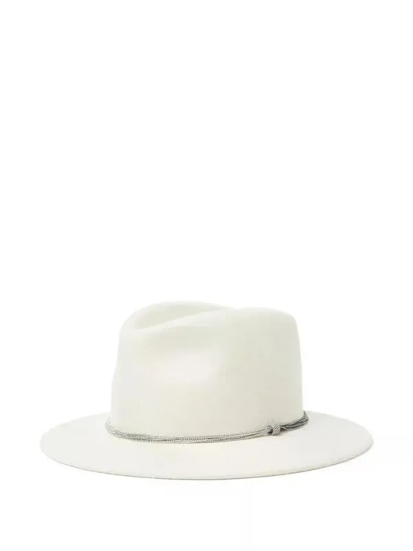 Peserico Chain-trimmed Fedora Hat - White