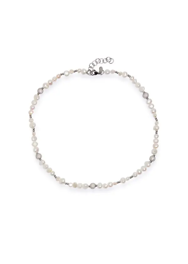 CRAFTD Pearl And Rhodium-plated Necklace - Silver