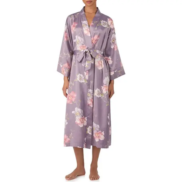 Ralph Lauren Floral Satin Robe - Orchid Print