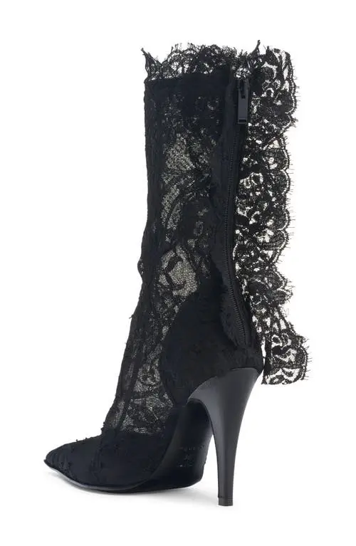 Alexander McQueen Pointed Toe Lace Boots - Black