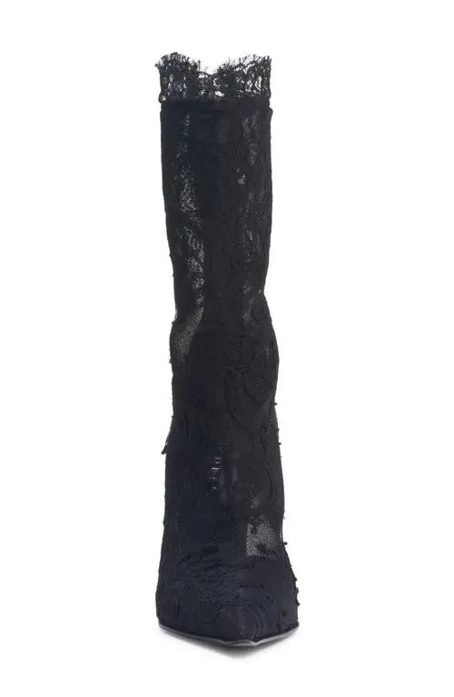 Alexander McQueen Pointed Toe Lace Boots - Black