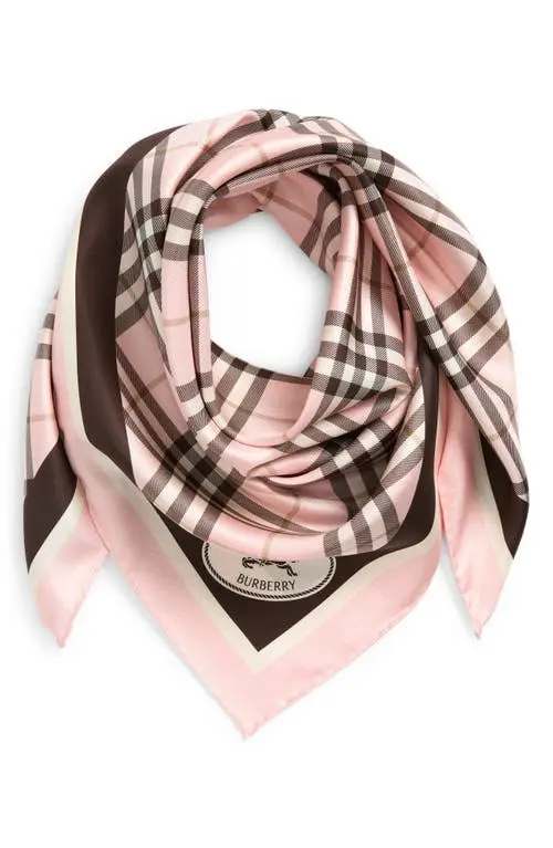 Burberry Medium Border Check Square Silk Scarf - Bow Pink