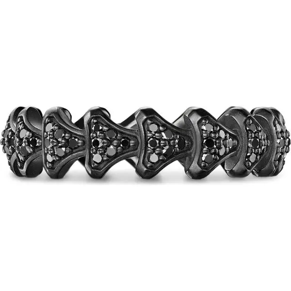 David Yurman Armory Band Ring In Titanium - Black Diamond